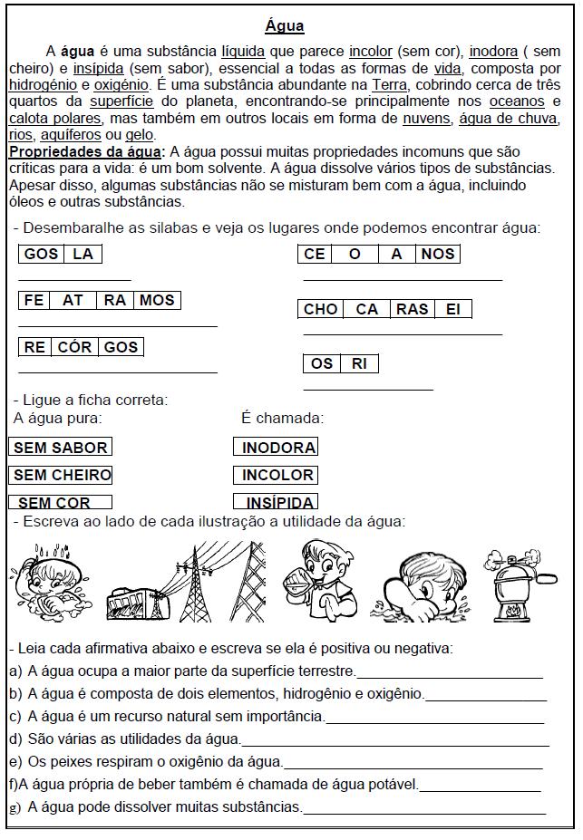 Cantinho da Aprendizagem: Água: um bem precioso