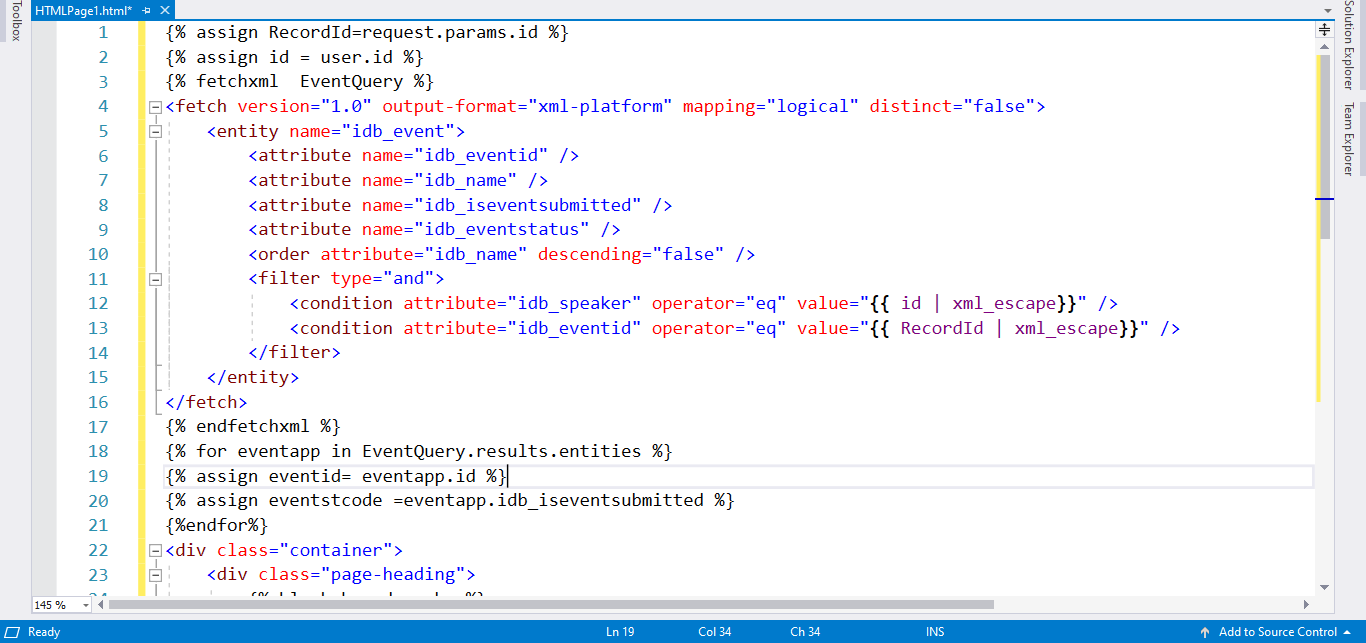 Using Liquid Script to display entity form.
