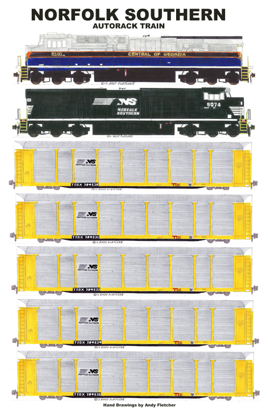 Andy Fletcher Blog-: Norfolk Southern Auto Rack Train With Central of ...