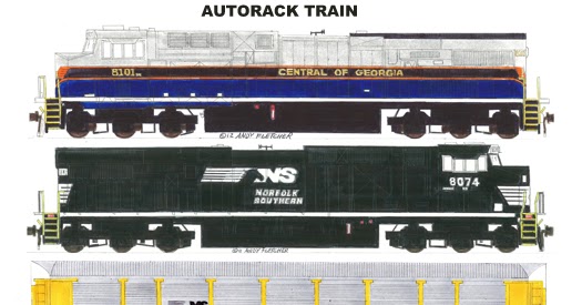 Andy Fletcher Blog-: Norfolk Southern Auto Rack Train With Central of ...