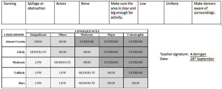 Sian Stone A2 Media Studies: Risk Assessment