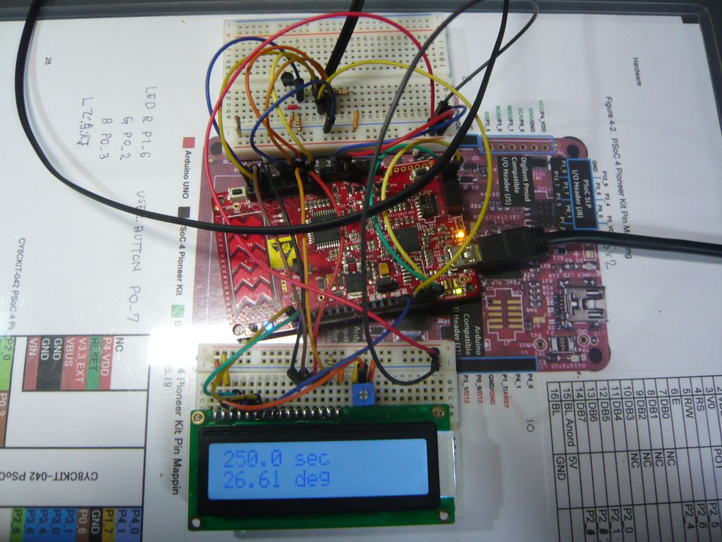 音源とオーディオの電子工作（予定）: PSoC 4 Prototyping Kitでサーミスタを使ってみる。(LCD表示)