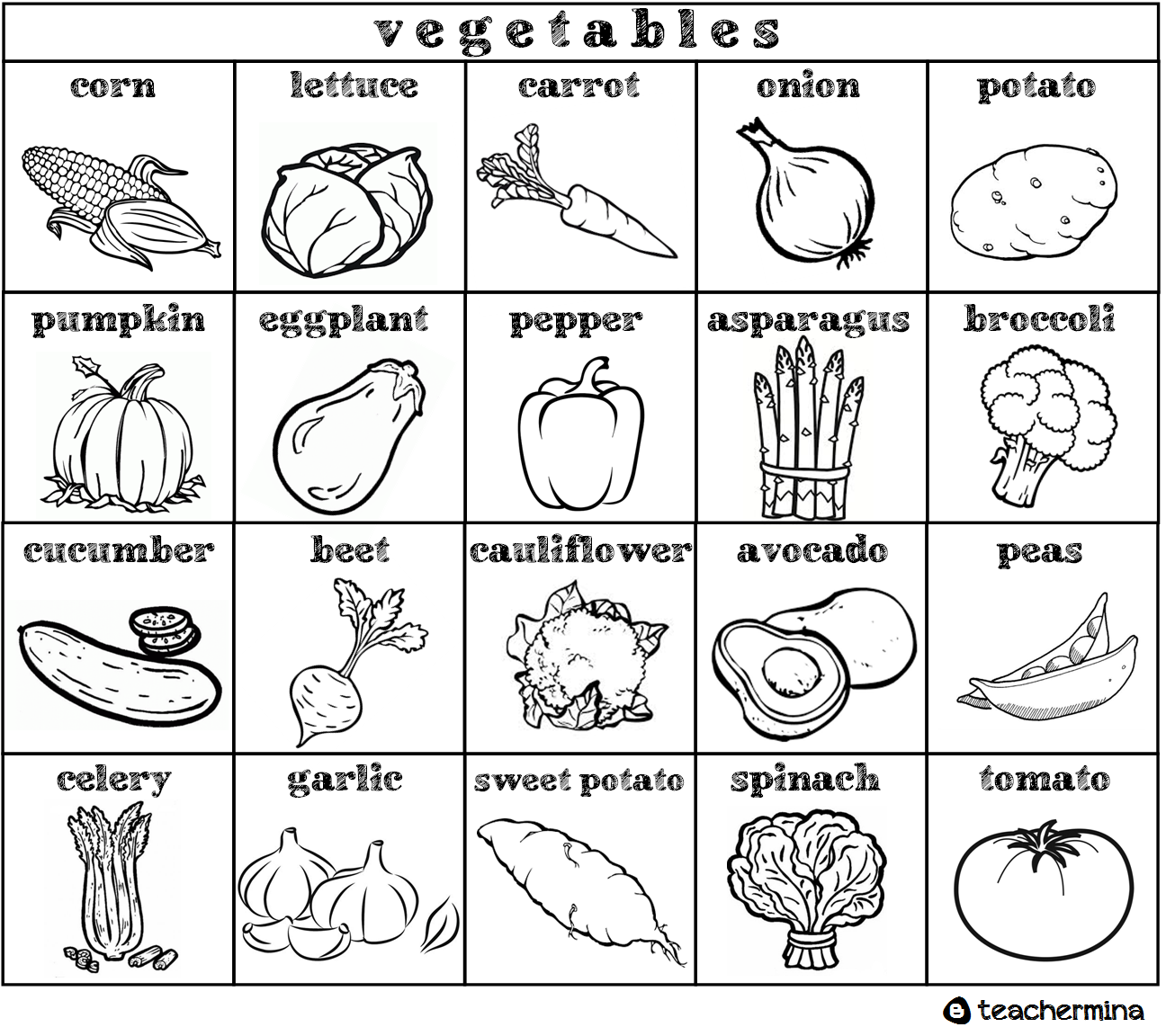 Labeling Vegetable For Preschoolers
