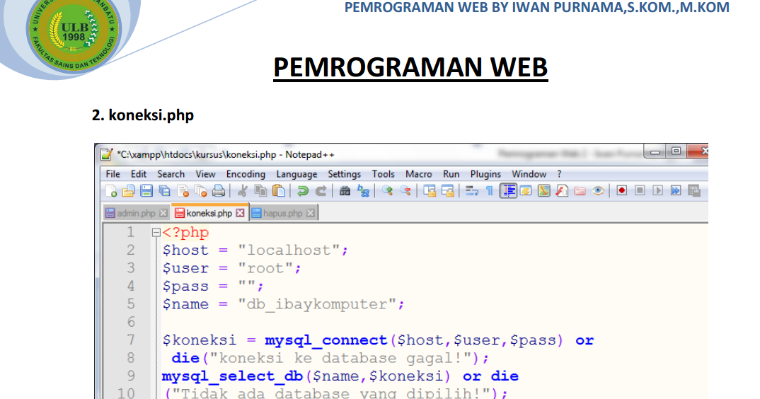 Materi Kuliah Pemrograman Web Semester V Pertemuan 3