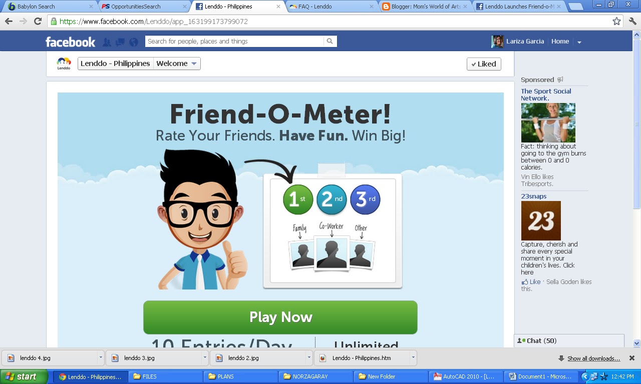 Mom's World of Arts and Happiness: Lenddo Launches A Facebook Game To ...