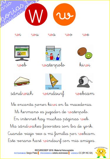 Jugando y aprendiendo juntos: Aprendo a leer y a escribir. La W