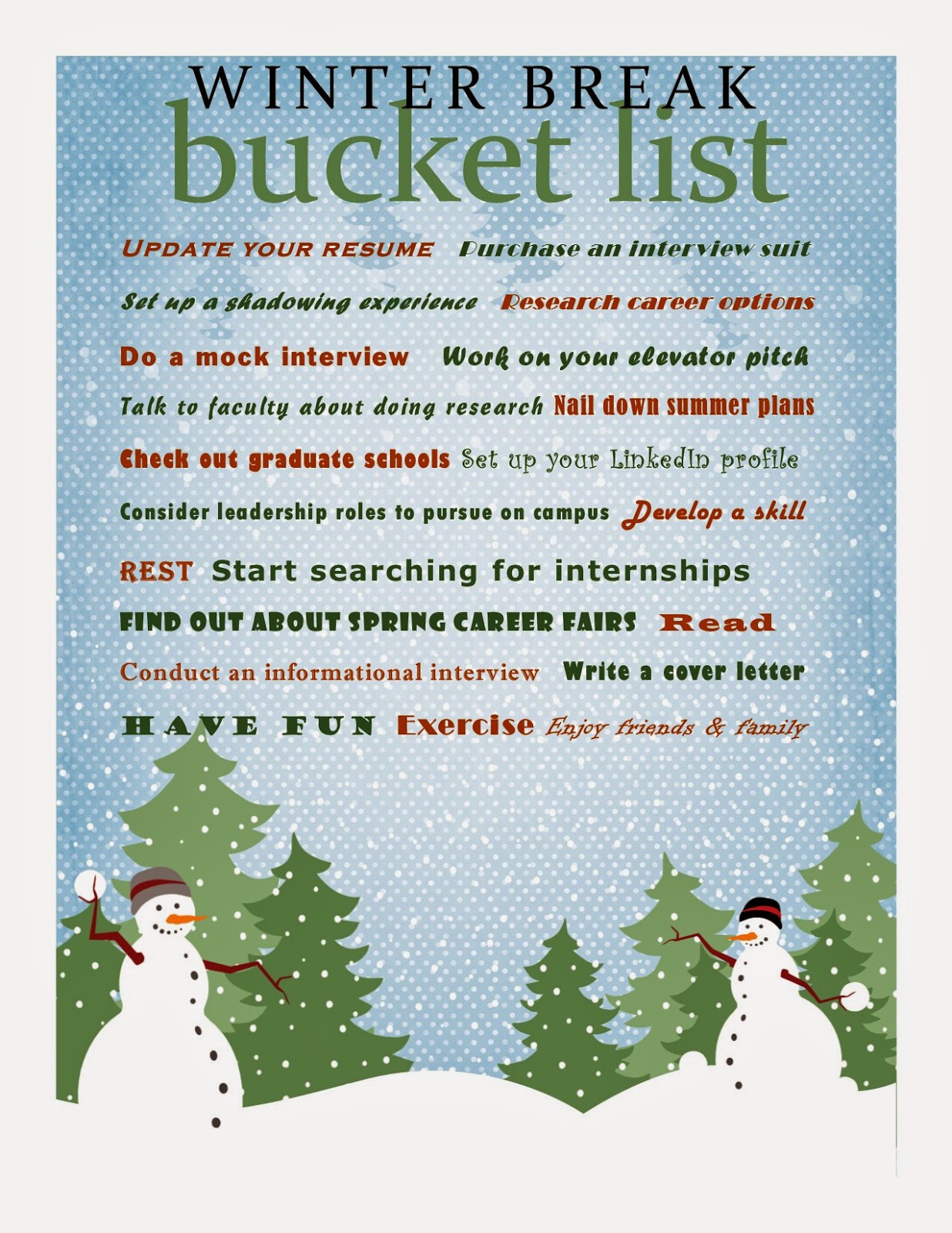 Career Chasse: Winter Break Bucket List Career Chasse: Winter Break Bucket List