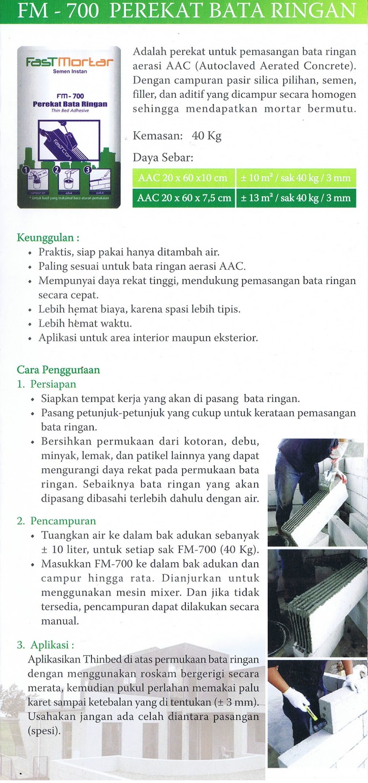 BATA RINGAN FASTCON | AAC BLOCK | MORTAR | PLESTERAN | ACIAN