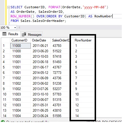Microsoft Business Intelligence: ROW_NUMBER Function sql server