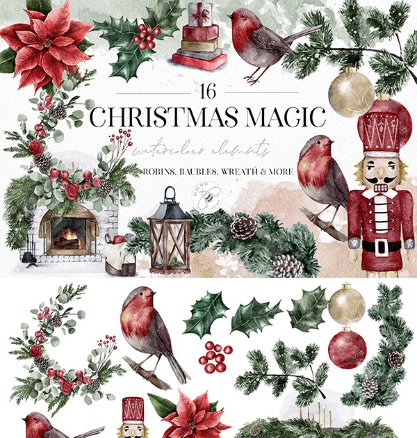 Блог Колибри: Christmas Magic Illustrations Clip art PNG Festive Tradition