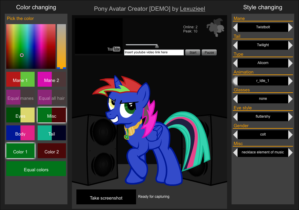 Equestria Gaming: Pony Avatar Creator