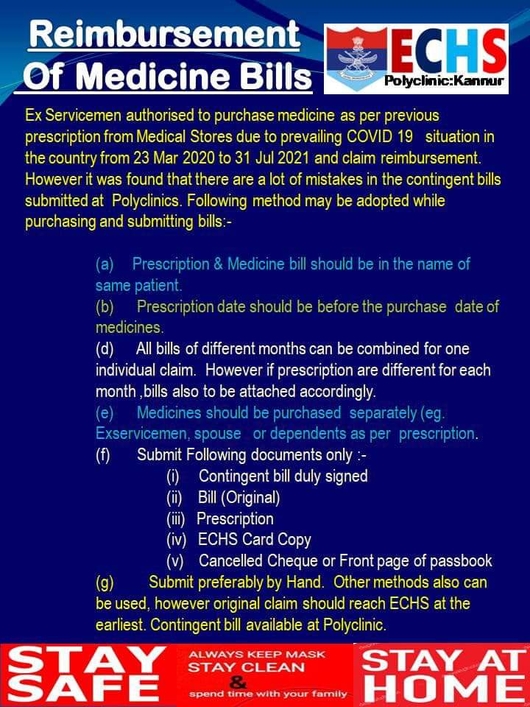 GUIDE LINES TO SUBMIT REIMBURSEMENT BILLS TO ECHS TO AVOD DELAY DURING ...