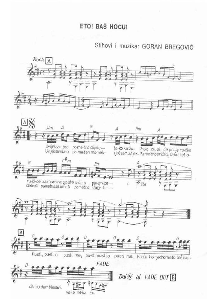 NOTE | DOMACE I STRANE: ETO BAS HOCU AKORDI NOTE