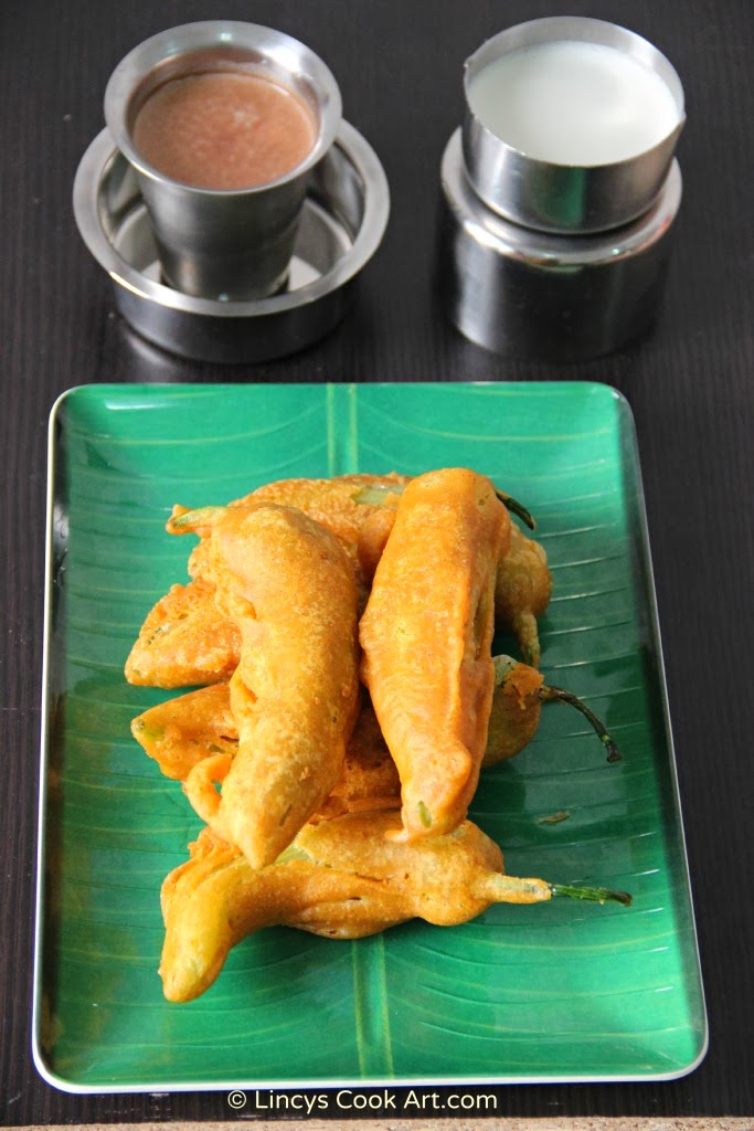 Chilli Bajji/ Milagai Bajji/ Chilli Fritters ~ Lincy's Cook Art