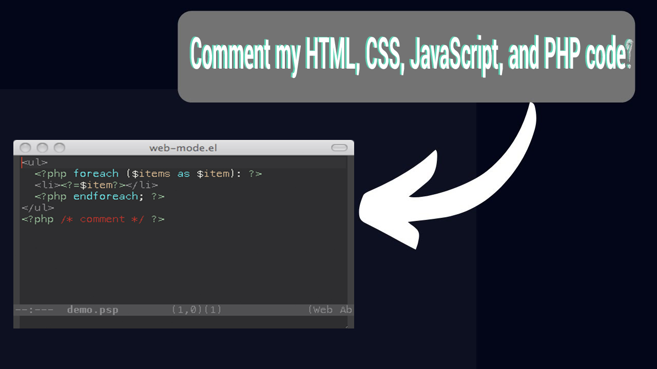 How do I comment my HTML, CSS, JavaScript, and PHP code?