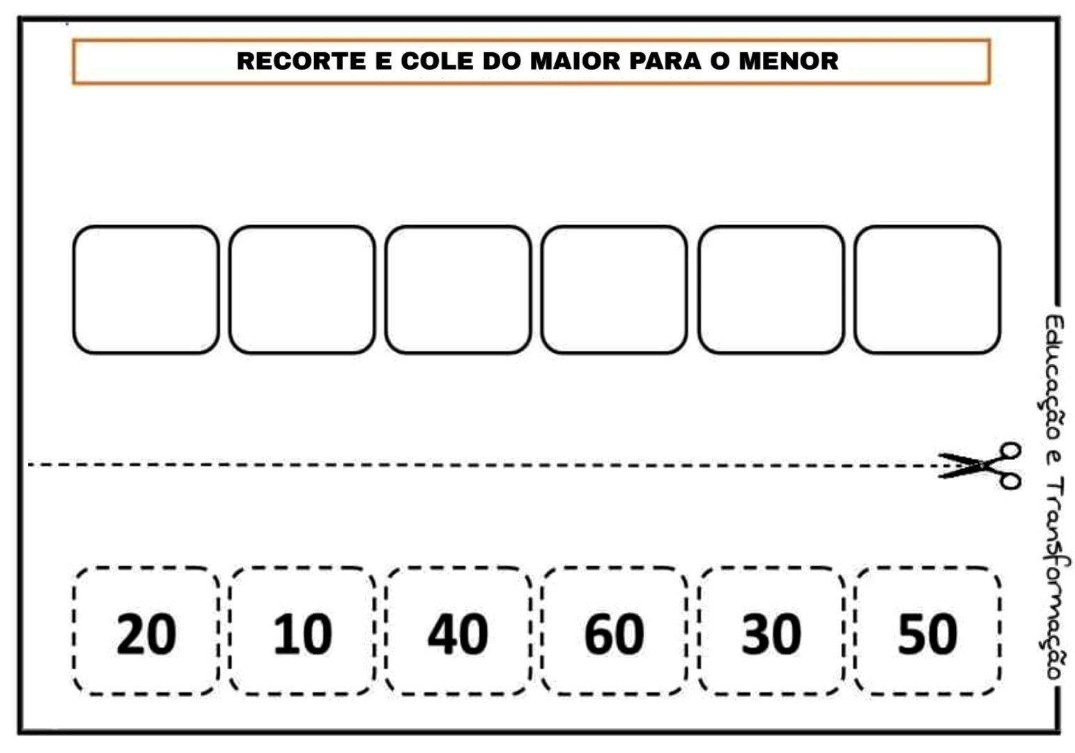 Ordem crescente e decrescente Fichas matemáticas para trabalhar a ordem ...