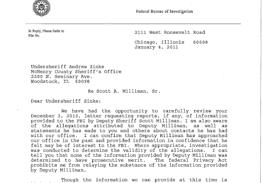 Woodstock Advocate: "That" FBI Letter about Milliman