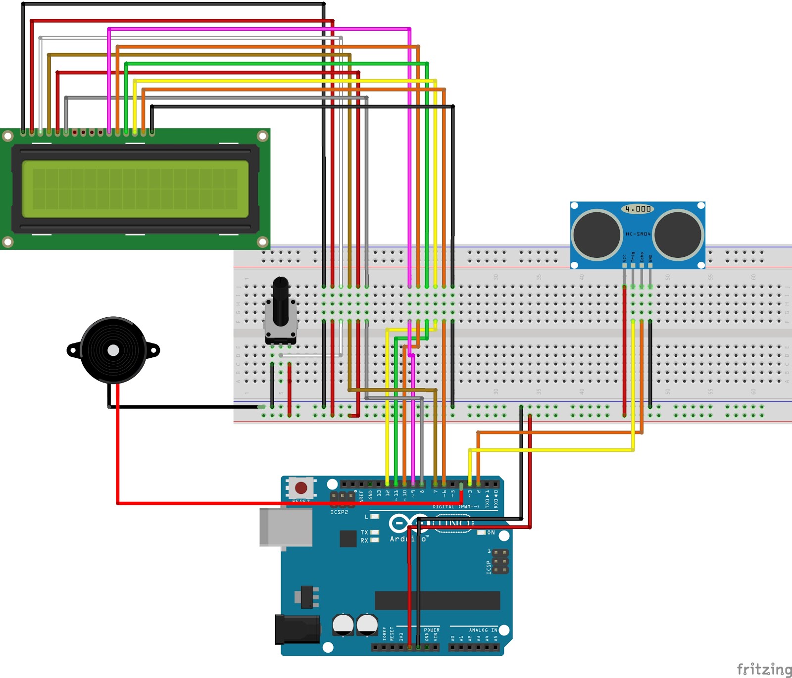 Arduino günlükleri: 16x2 LCD ekran ile imtihan... vee Park Sensörü