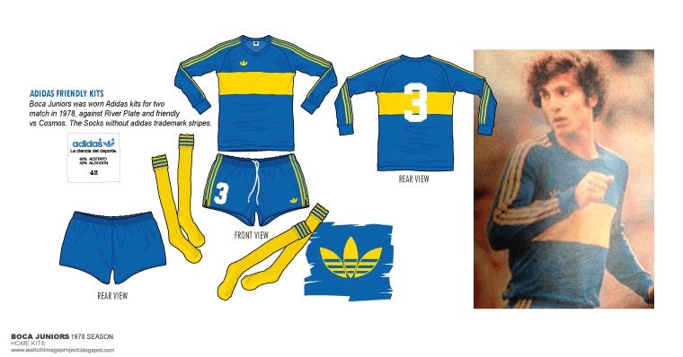 Football teams shirt and kits fan: Boca Juniors Adidas 1978 Friendly Kits Updated