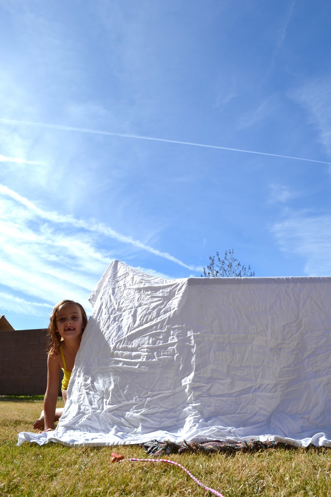 the hiltons: It was a make your own sprinkler and tent kinda day.