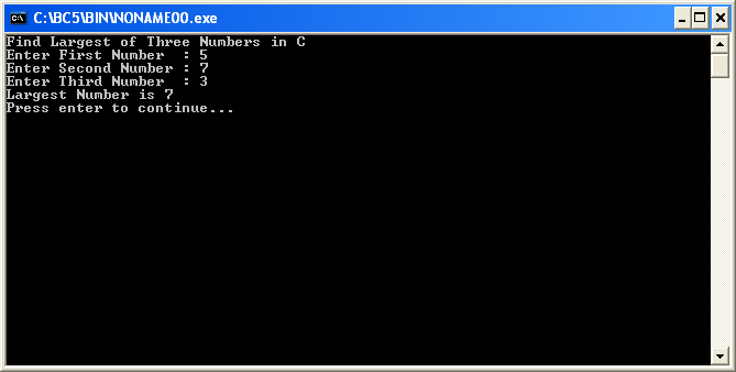 C Program Code Find Largest Of Three Numbers c-program-code-find-largest-of-three-numbers