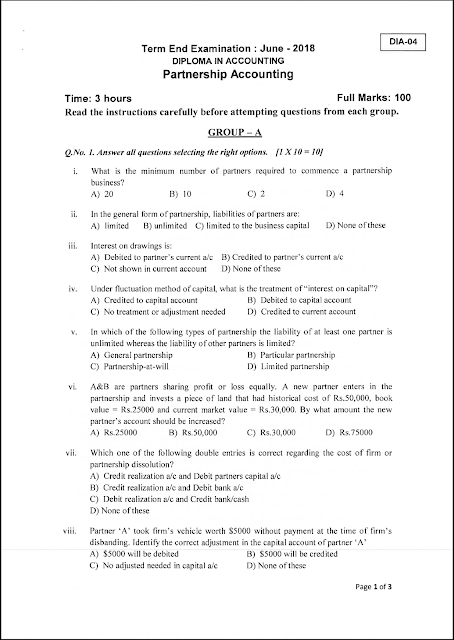 OSPU DIA partnership accounting June 2018 Question Paper - University ...