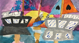 Art Room Blog: 4th Grade Water Reflections of Sailboats...