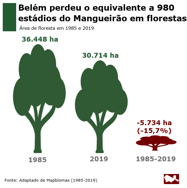 Geografia e Cartografia Digital: Perda florestal de Belém/PA em 34 anos