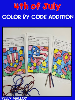 An Apple For The Teacher: 4th of July Color By Number