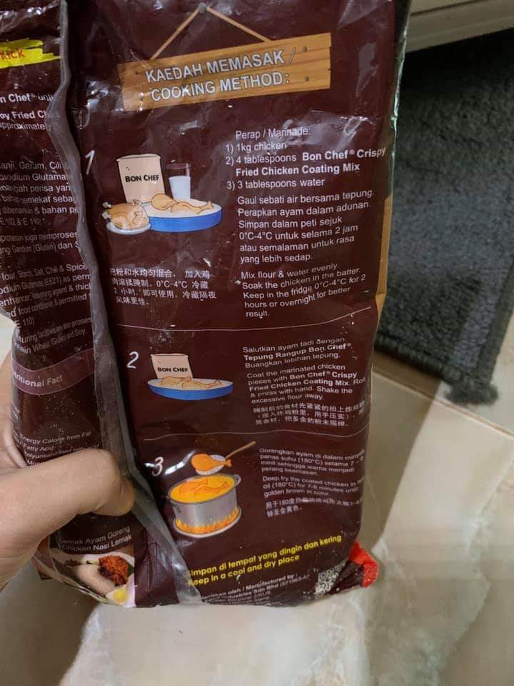 Resepi ayam goreng McD guna tepung bon chef yang hot & spicy