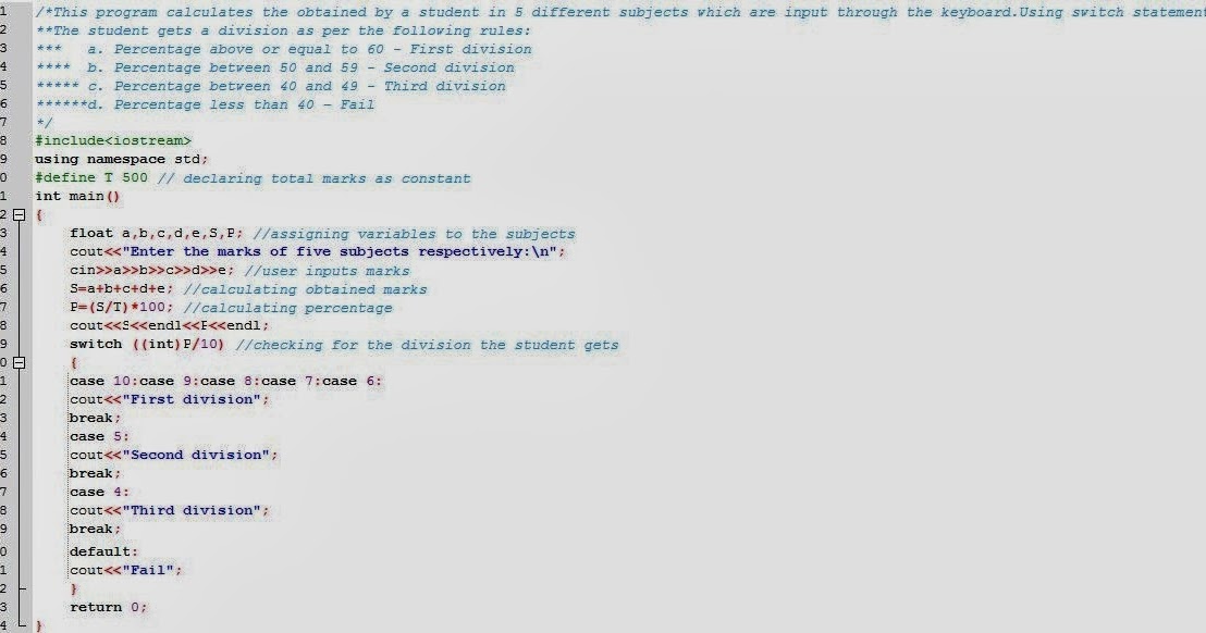 Programming Chunks C Program That Calculates The Obtained Marks And Determines The Division