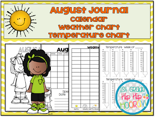 1st Grade Hip Hip Hooray!: August Calendar...Interactive Journal!