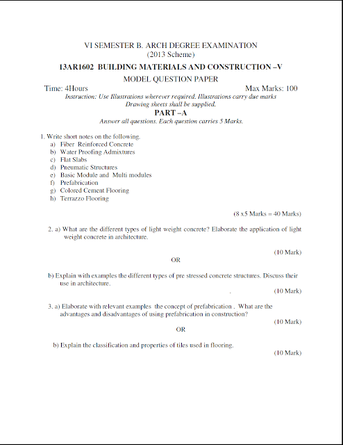 Kerala University B.ARCH Building Materials And Construction-V 2016 ...