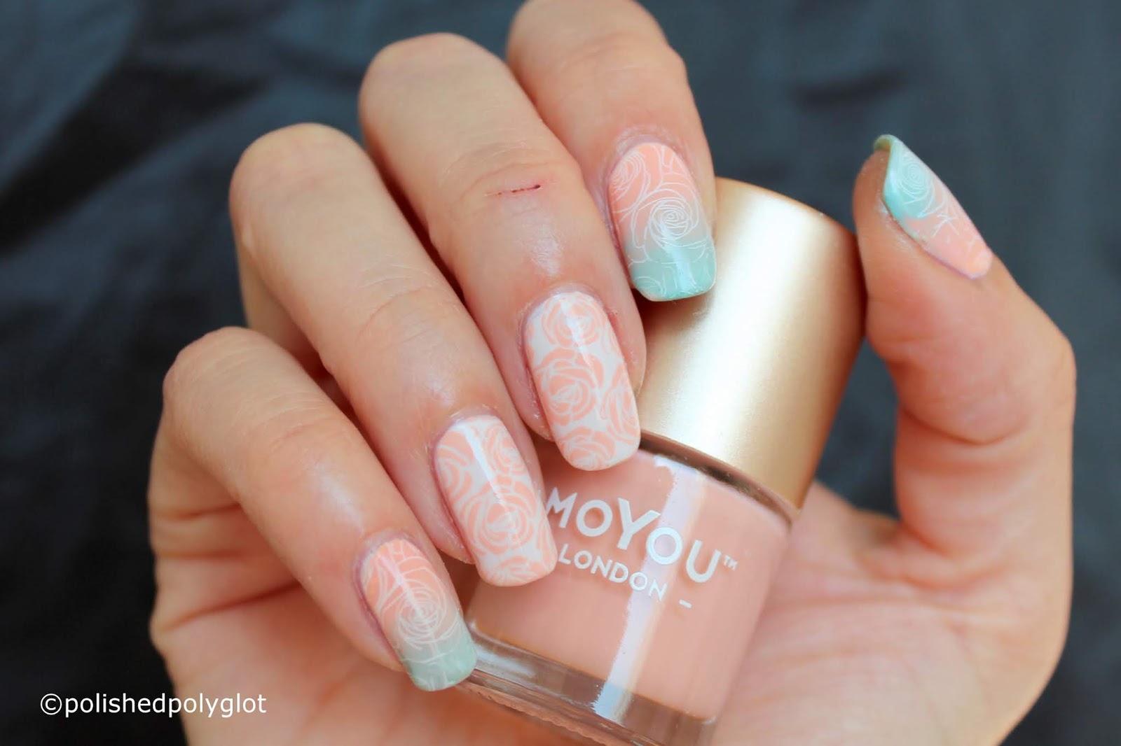 Nail Art │ Pastel and white Manicure with Roses / Polished Polyglot