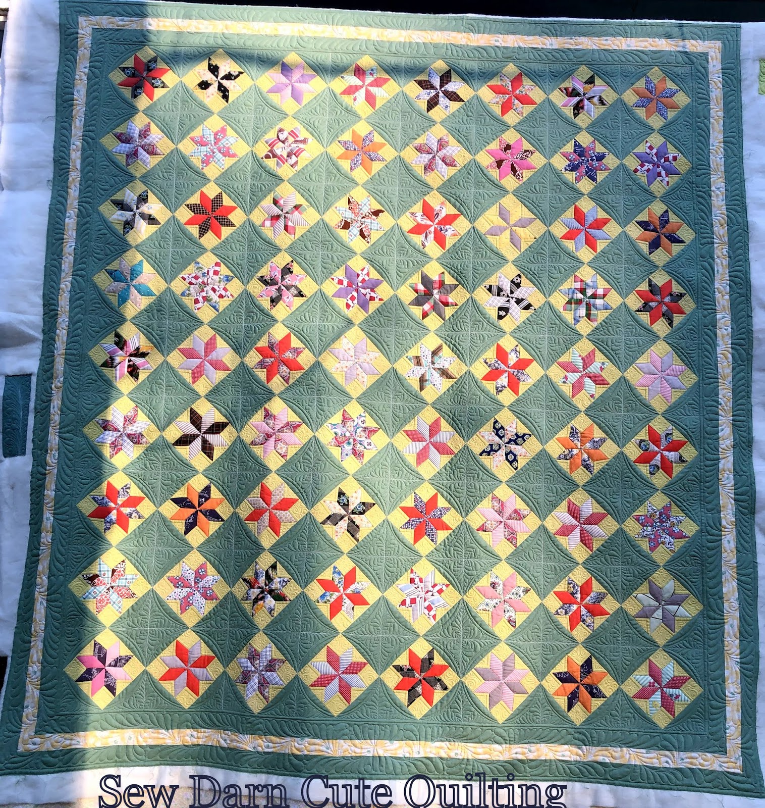 Feathered Vintage Green Quilt