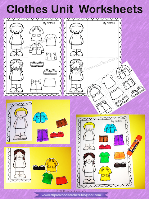 ESL/EFL Preschool Teachers: Clothes Unit Worksheets for the ESL Student