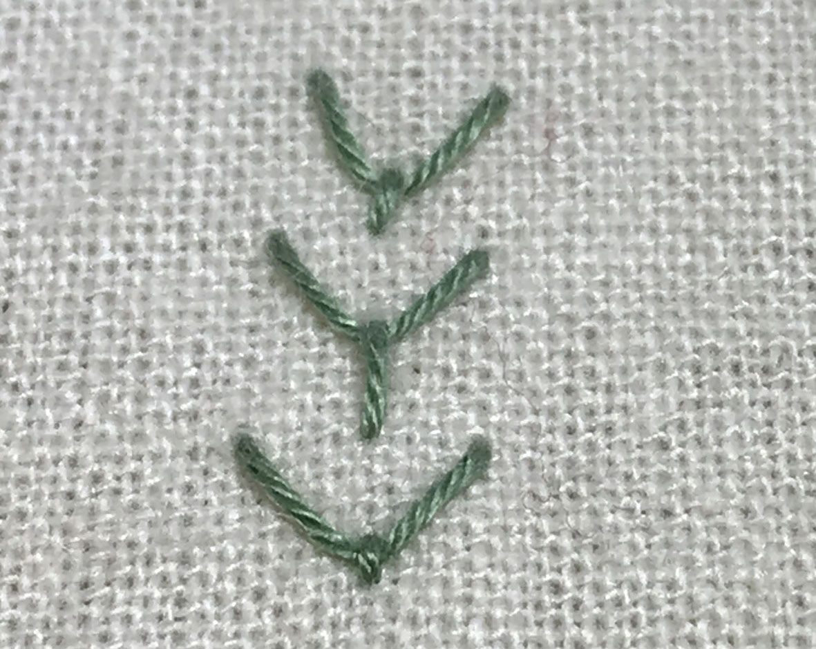 Leaf Sampler - Part 1, Fly Stitch