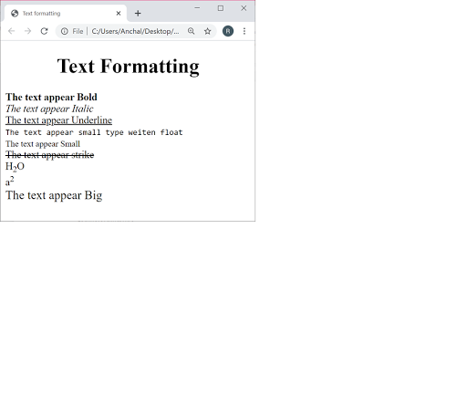 Write A Program In Html Using Formatting Text