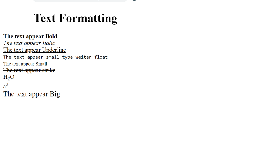 Write a program in HTML using Formatting Text.