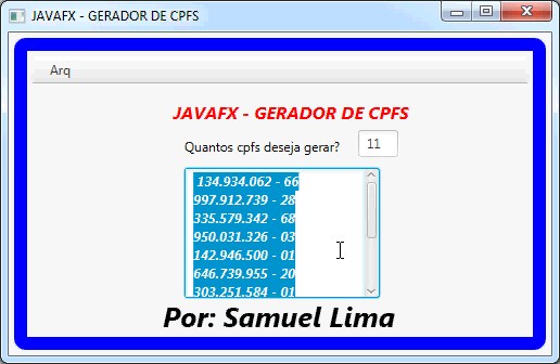 Samuel Lima - Programador C/C++/Java: JavaFX - Gerador de cpf