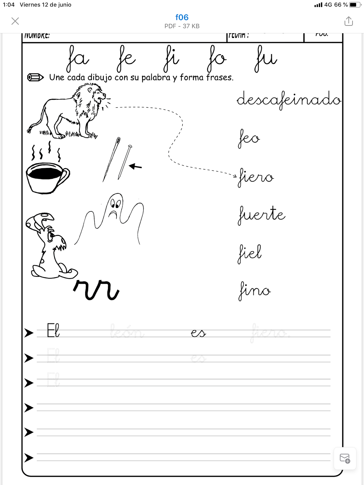 APRENDEMOS JUNTOS: Fonema F