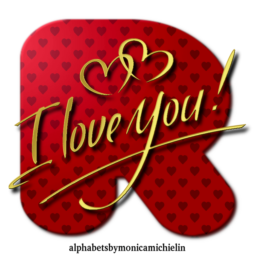 M. Michielin Alphabets: 1-RED HEARTS ALPHABET GOLDEN 'I LOVE YOU'