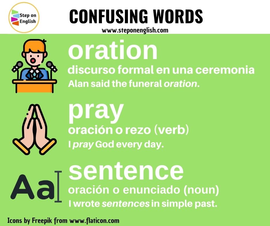 Palabras confusas: oration, pray or sentence