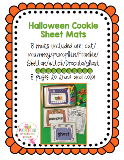 Halloween Cookie Sheet Mats ~ Preschool Printables