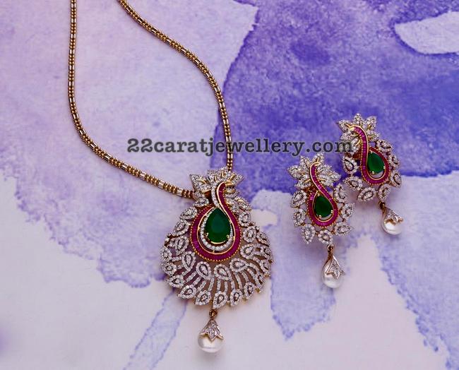 Peacock Diamond Pendant - Jewellery Designs
