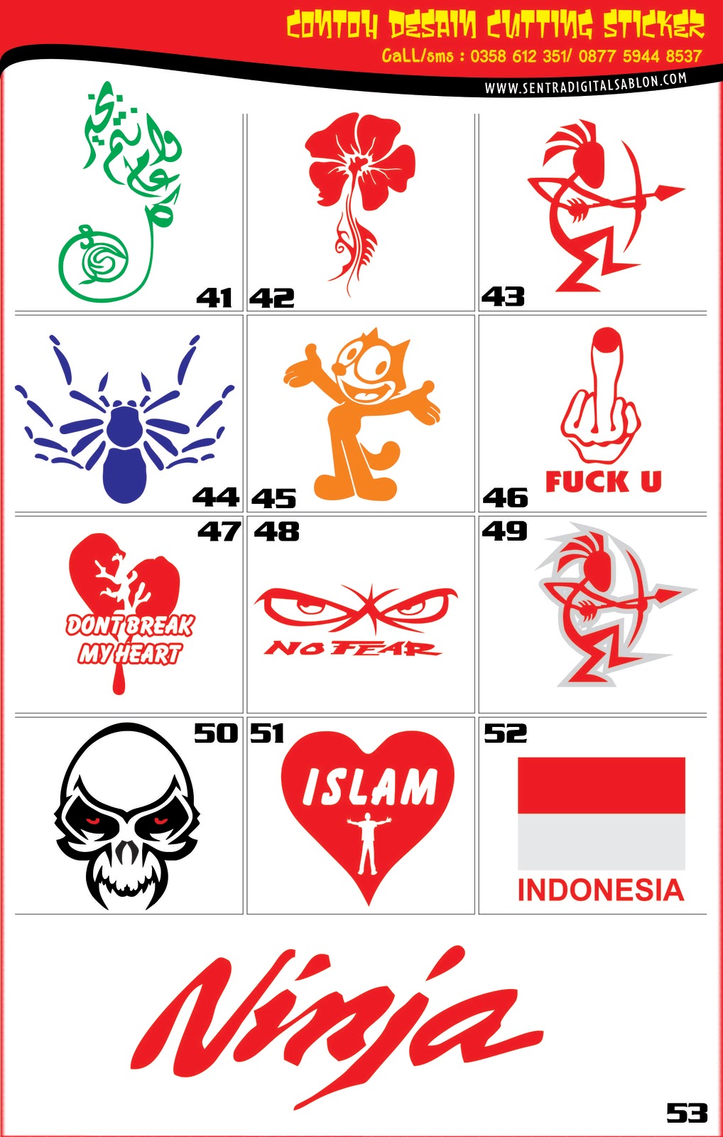 contoh model sticker cutting - bahasa hati koe