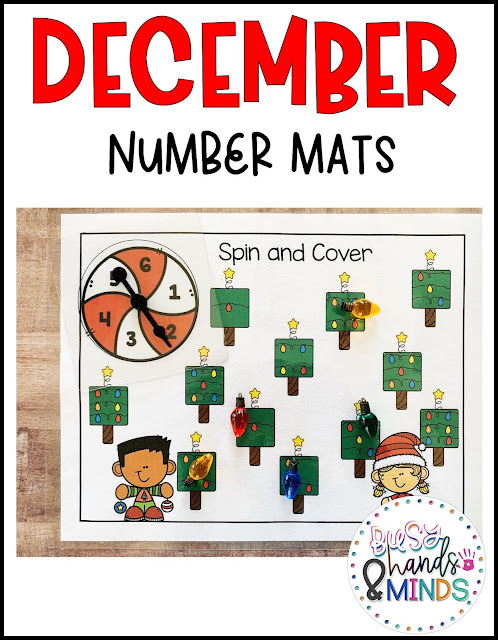 December Number Mats for Preschoolers | Busy Hands and Minds