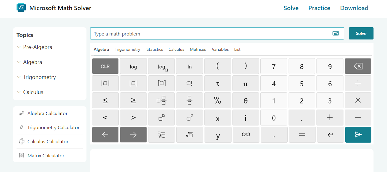 Online algebra calculators and math solvers