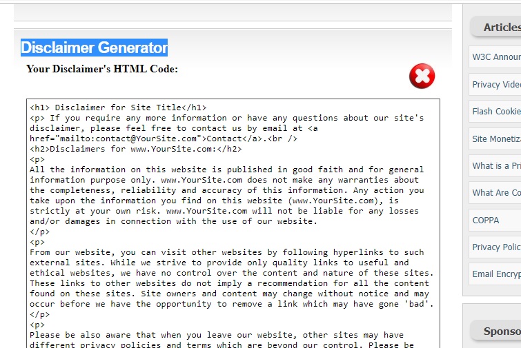 Cara Membuat Disclaimer Blog Secara Online dan Langsung Jadi - Ato Menulis