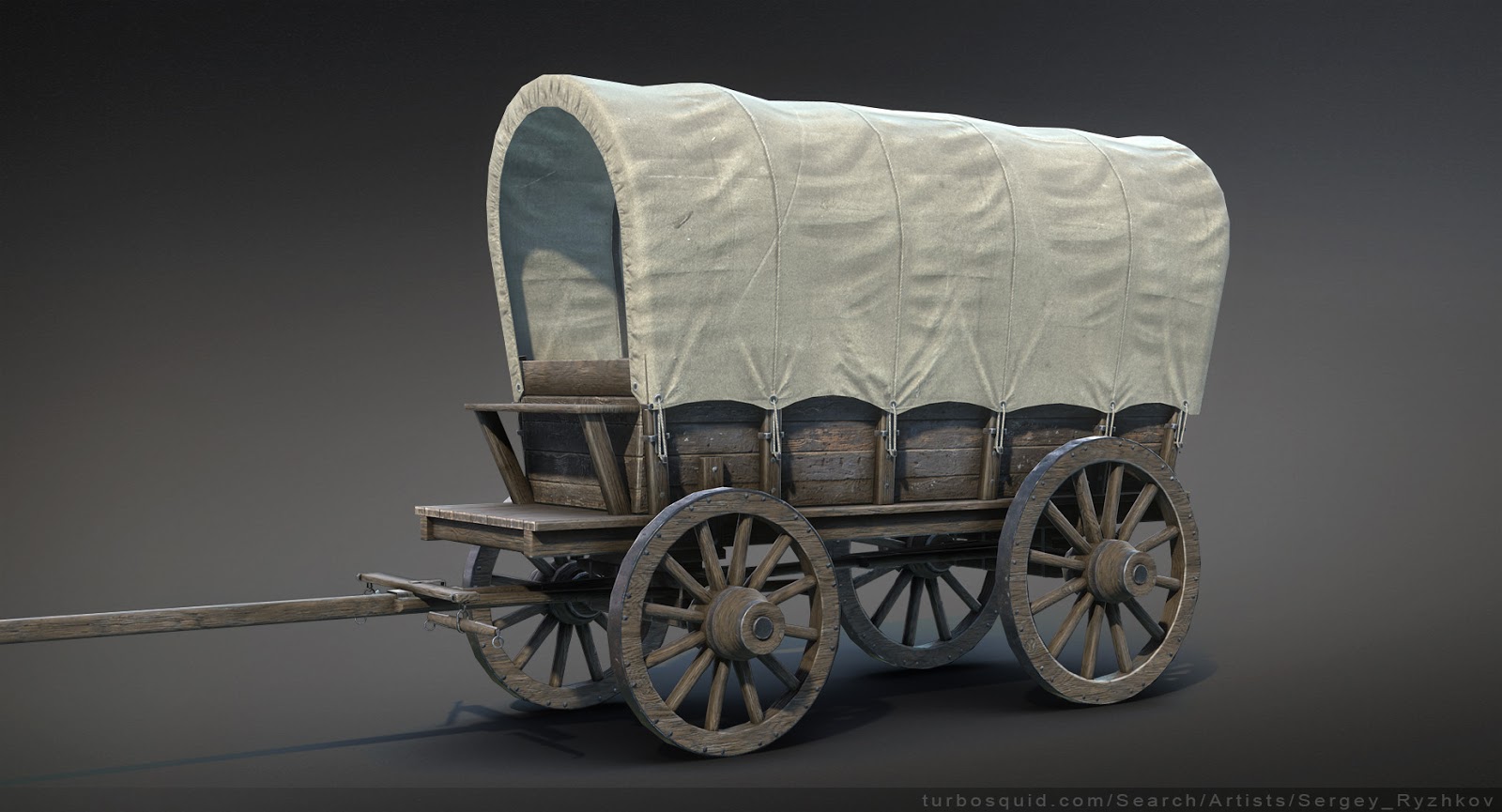 3d-models for GameDev: Medieval Covered Wagon